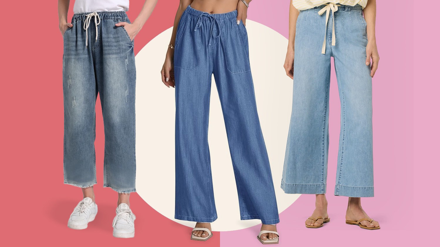 Drawstring jeans are everywhere this summer